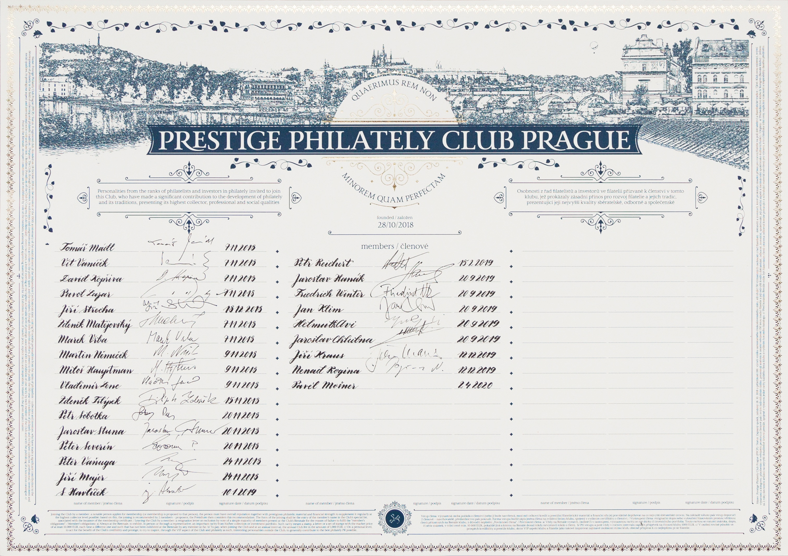 Listina – Prestige Philately Club Prague